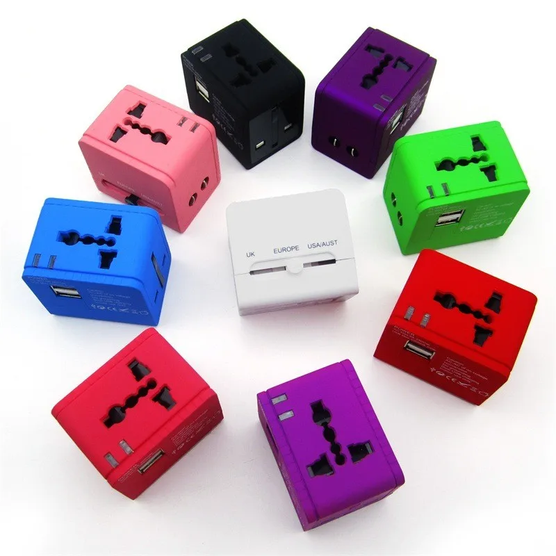 Orange Dual Usb Ports Travel Adapter For All Phones Worldwide,Universal ...