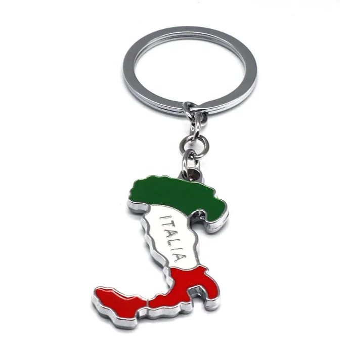 Rhodium Plated Italy Map Shaped Keychain Italian Souvenir Keychain ...