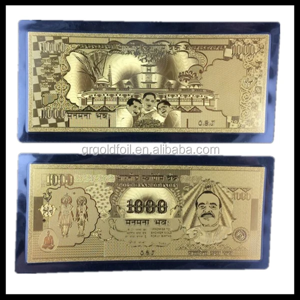 Gold Foil Collectable Banknotes 24k Gold Indian Rupee Notes - Buy ...