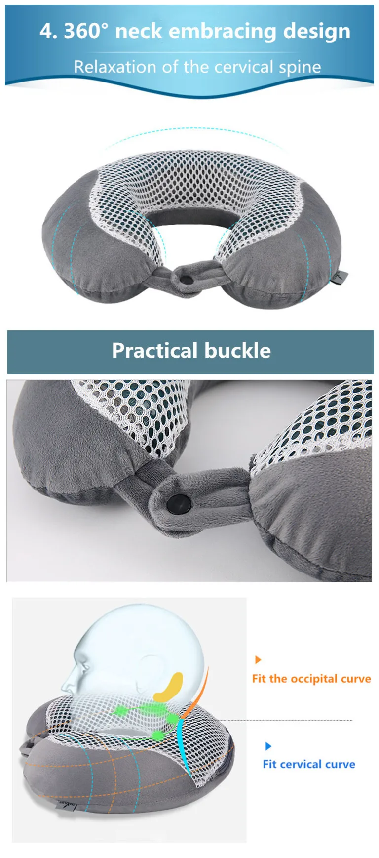 Eco-Friendly Soft Bamboo Charcoal Cervical U-Shape Airplane Pillow ...