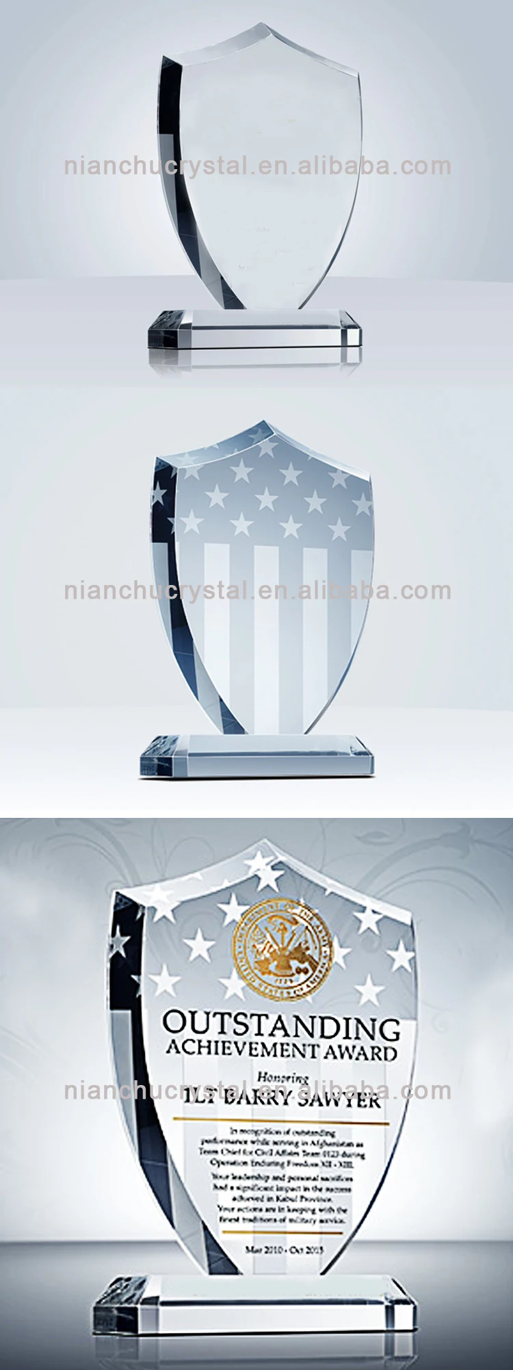 Engraved Business Crystal Plaque - Memorial Award Trophy