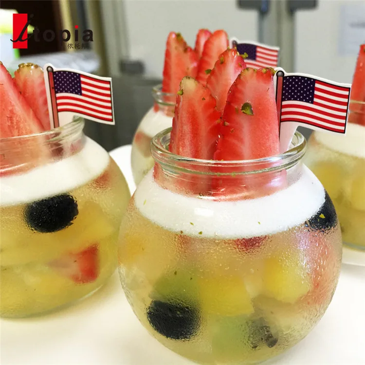 100ml Round Ball Pudding Glass Jar With PE Cap Candy Beverage Glass ...