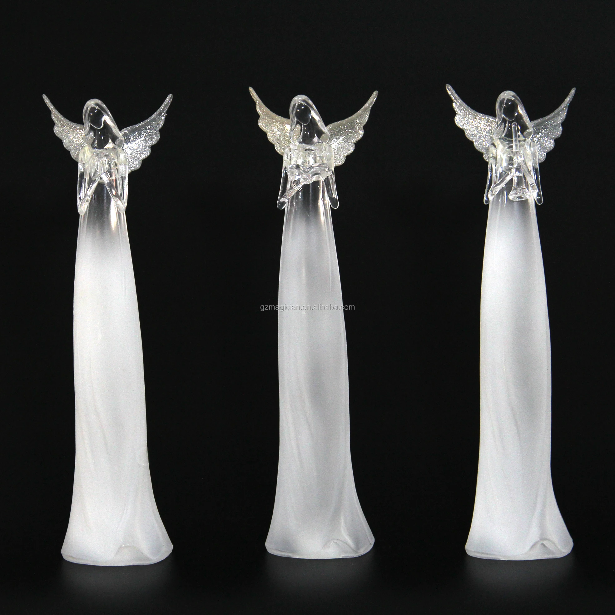 Wholesale color changing glass fiber optic angel figurines with led for ...