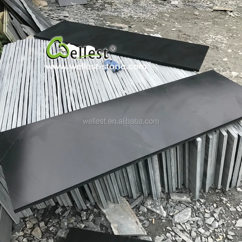 Honed Black Slate Fireplace Hearth Slabs for Stove