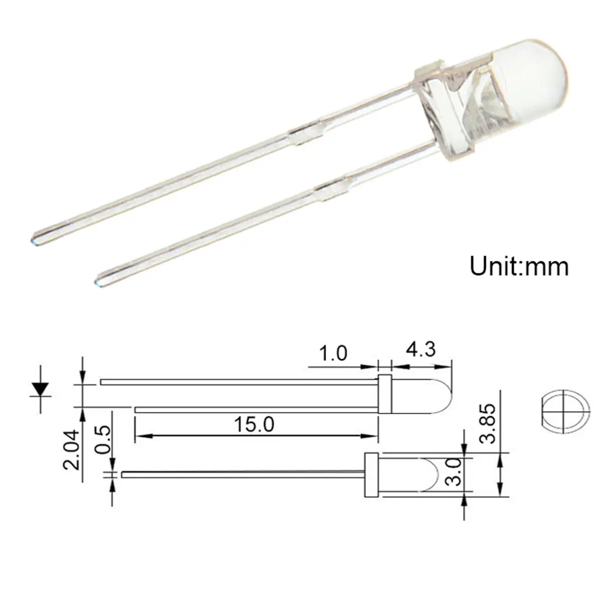 Water Clear White Led Diode 3mm Round Light Emitting Diode - Buy Led ...