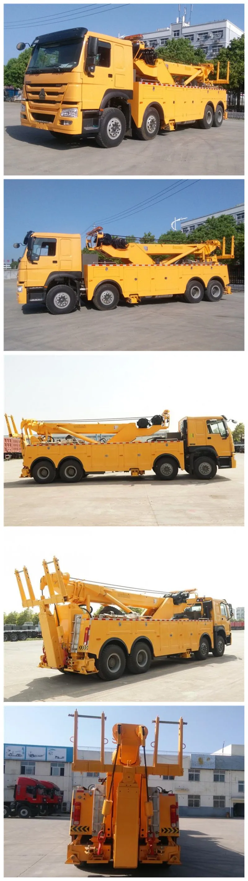 Sinotruk Howo 12 Wheeler 50 Ton Tow Truck - 360 Degree Rotating Flatbed