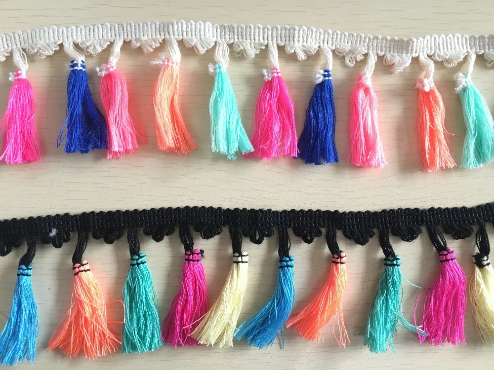 China 2019colorful Tape Sewing With Fringe/tassel Yards Wholesale Pom ...