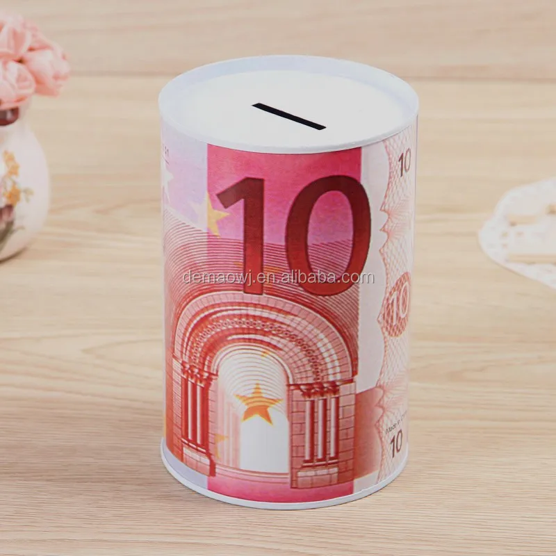 Cheap Promotional Disposable Cylinder Metal Tin Can Coin Banks With ...