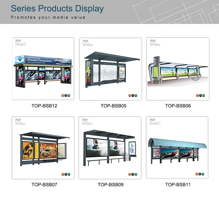 Modern Metal Aluminum Frame Bus Info Route Bus Station Shelter With ...