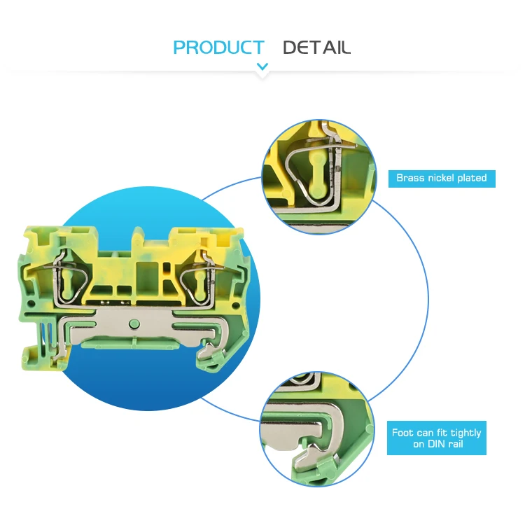 Jst 4 Pe Din Rail Earthing Spring Clamp Terminal Blocks Green Yellow ...