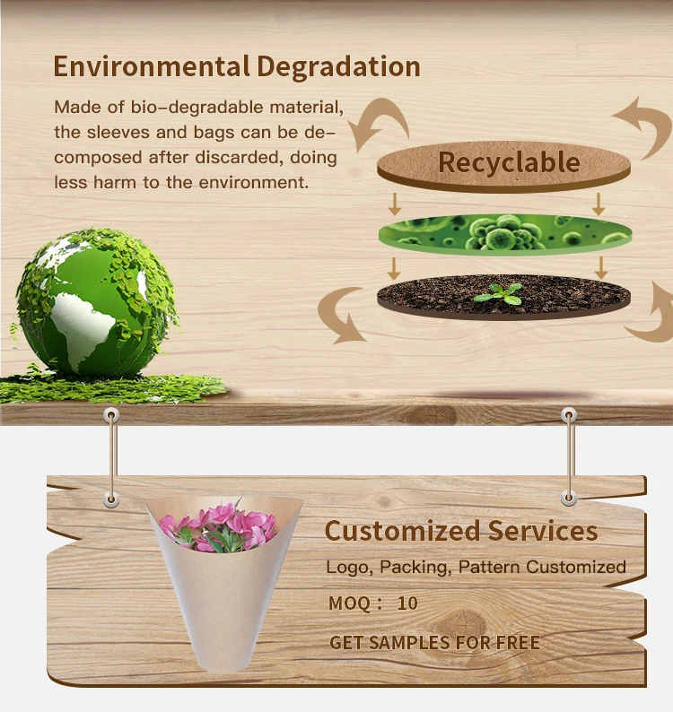 Plant Pot Cover Flower Pot Sleeve Bamboo Kraft Paper Eco-friendly ...