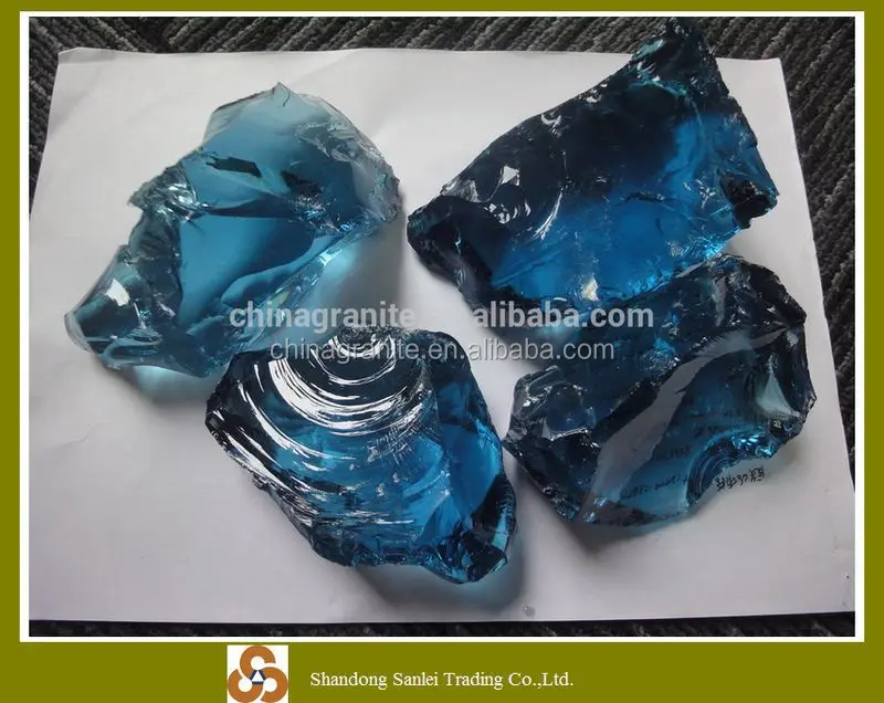 Decorative Large Landscaping Ocean Blue Slag Glass Rock - Buy Slag ...