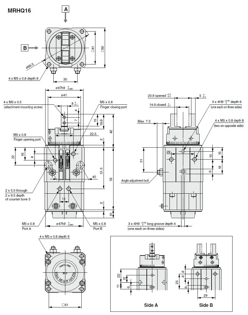 Mrhq10d-180s Air Gripper Air Cylinder /rotary Cylinder Parallel Style ...