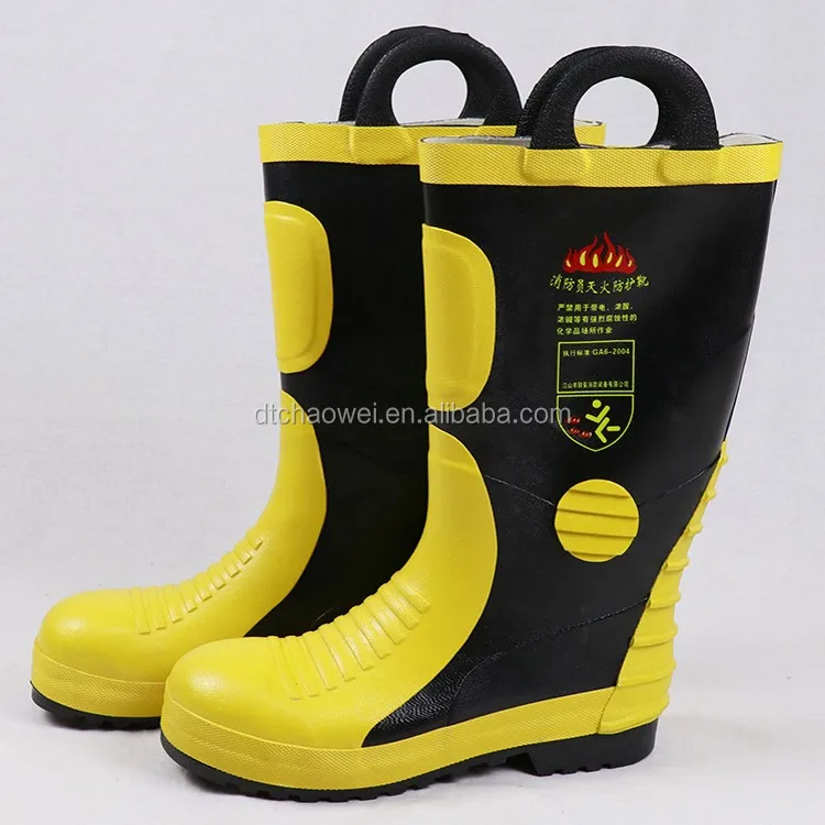 EN CE Approved Fireman Rubber Safety Boots with Steel Sole