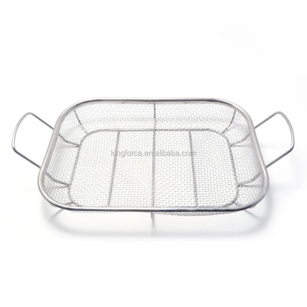 Stainless Steel Mesh Fry Pan Vegetable And Wire Grilling Basket For ...