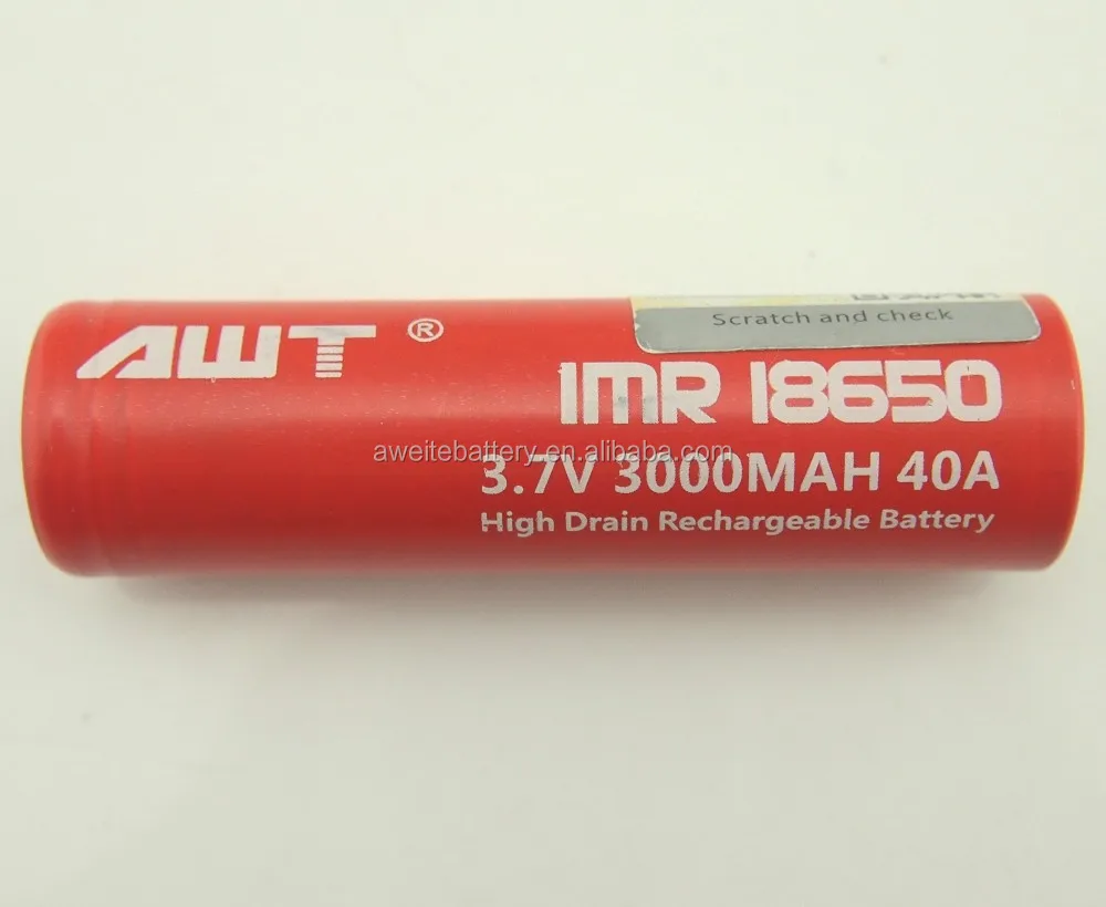 Awt 18650 3000mah 3.7v Battery 40a Awt 18650 Li Ion Battery Gb/t 18287 ...