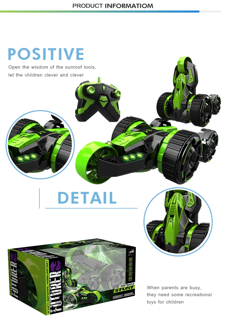 2.4g 360 Degree Spinning 5 Wheels Toy Remote Control Stunt Car Toy For ...