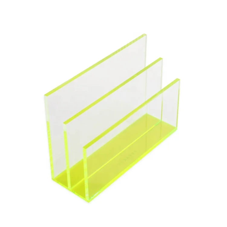 Neon Green Bottom Acrylic Letter Holder - Organise Efficiently