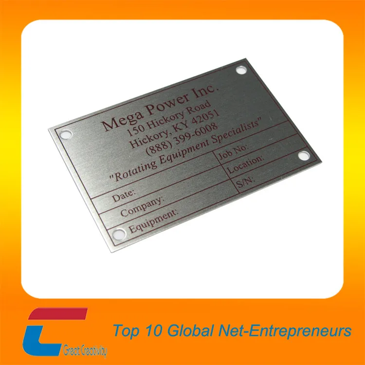 Stainless Steel Or Aluminum Chemical Metal Etching Name Plate - Buy ...
