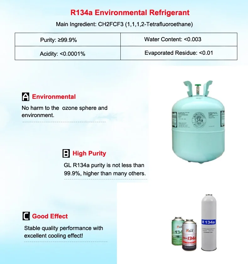 Hot Sale Refrigerant Gas R134a Tetrafluoroethane R134 A - Buy ...