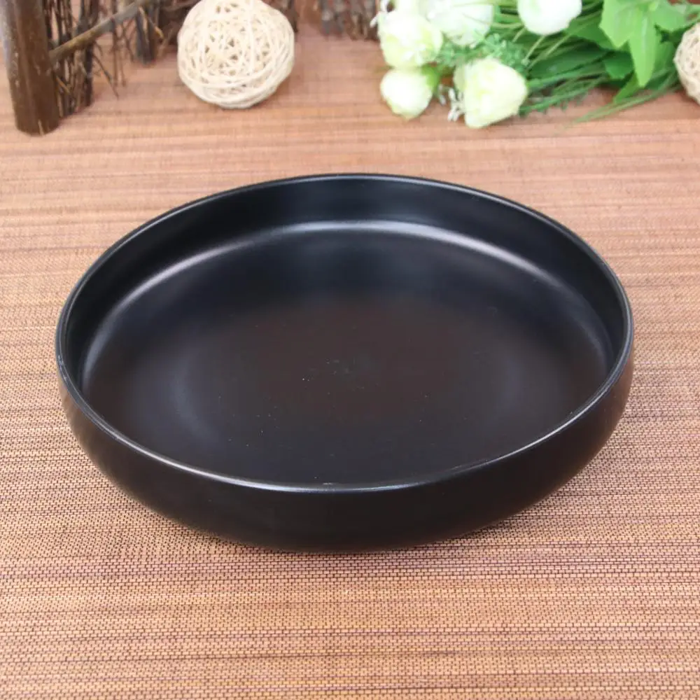 Ceramic Round Shape Pizza Plate Matt Black Pizza Plate White Deep Plate ...