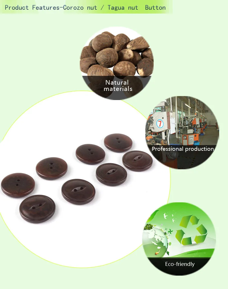 Natural Corozo Material Tagua Nut Buttons for Clothing