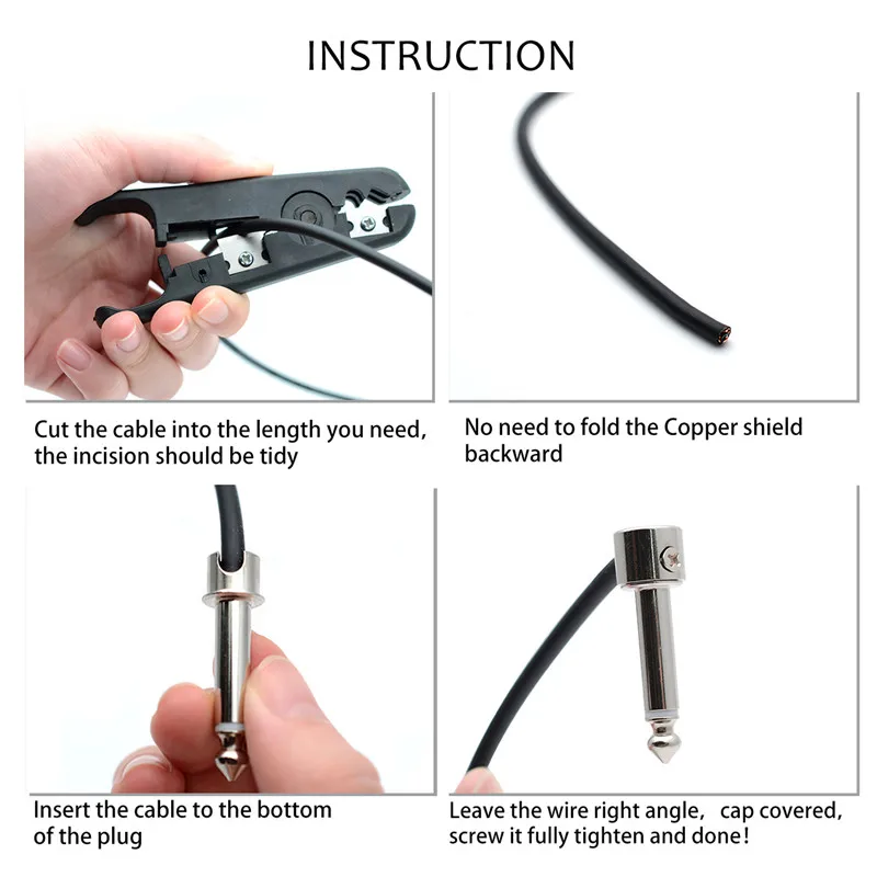 Solderless Chrome Cap Plug Cable Kit for Guitar Pedals - 3M Cable ...