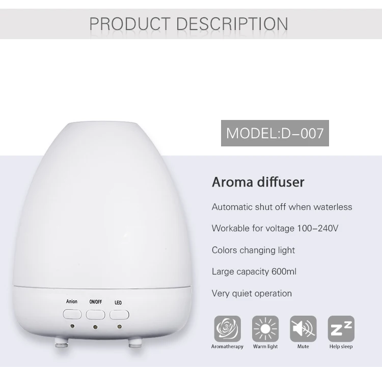 Aroma Diffuser Made in China D-007 - 7 Color LED Lights