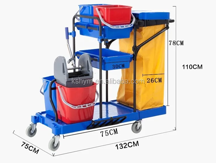 Multi-function Cleaning Trolley With Mop Wringer - Buy Cleaning Trolley,Double Mop Wringer ...
