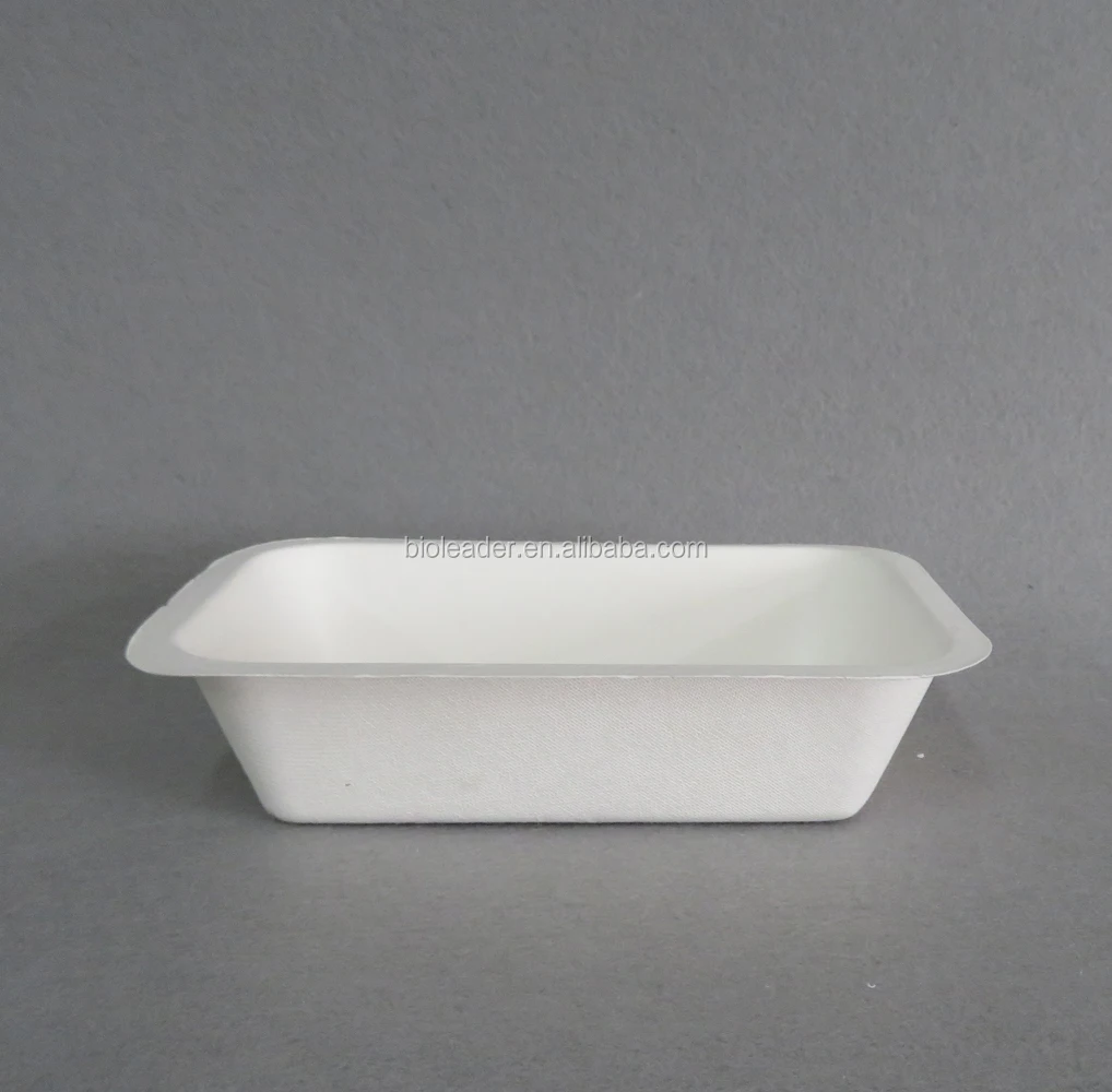 Sugarcane Bagasse Pulp Disposable Tray Eco-friendly Paper Rectangular ...