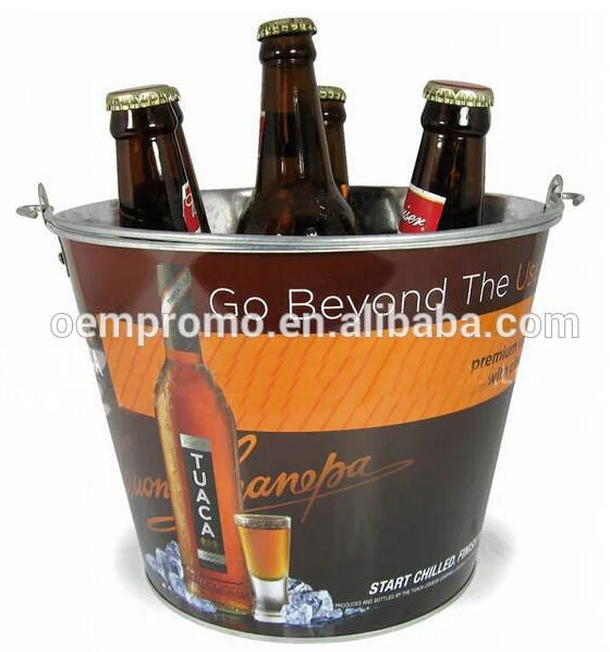 Unionpromo Customized 5qt Tin Metal Ice Bucket,Galvanized Iron Ice ...