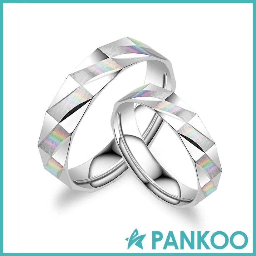 Custom Engrave Couple Name 925 Sterling Silver Platinum Plated Smooth ...