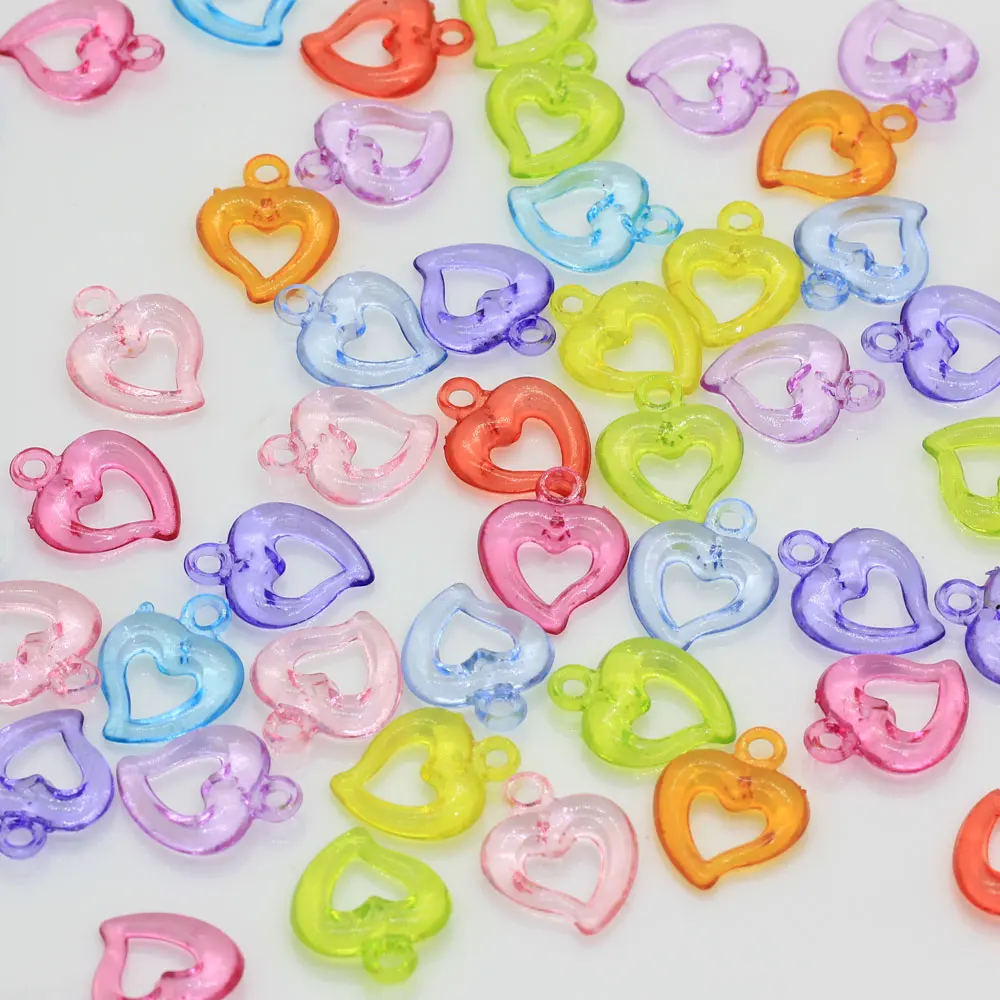 Promotional Transparent Acrylic Faceted Heart Charms Plastic Dangly ...