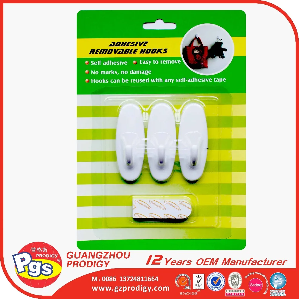 Heavy Duty Removable Wall Plastic Self Adhesive Hook - Buy Adhesive ...