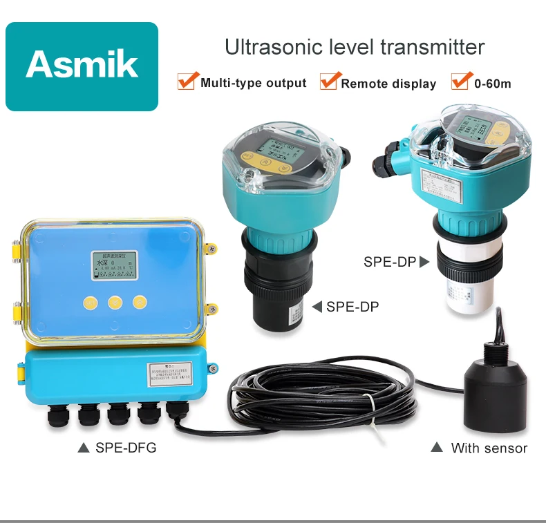 Asmik Split Industrial Ultrasonic Water Level Sensor Level Transmitter ...