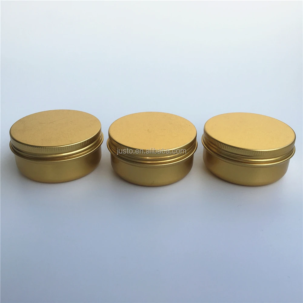 50ml Gold Round Aluminum Jar with Screw Top Lid 50g Beard Oil Storage ...