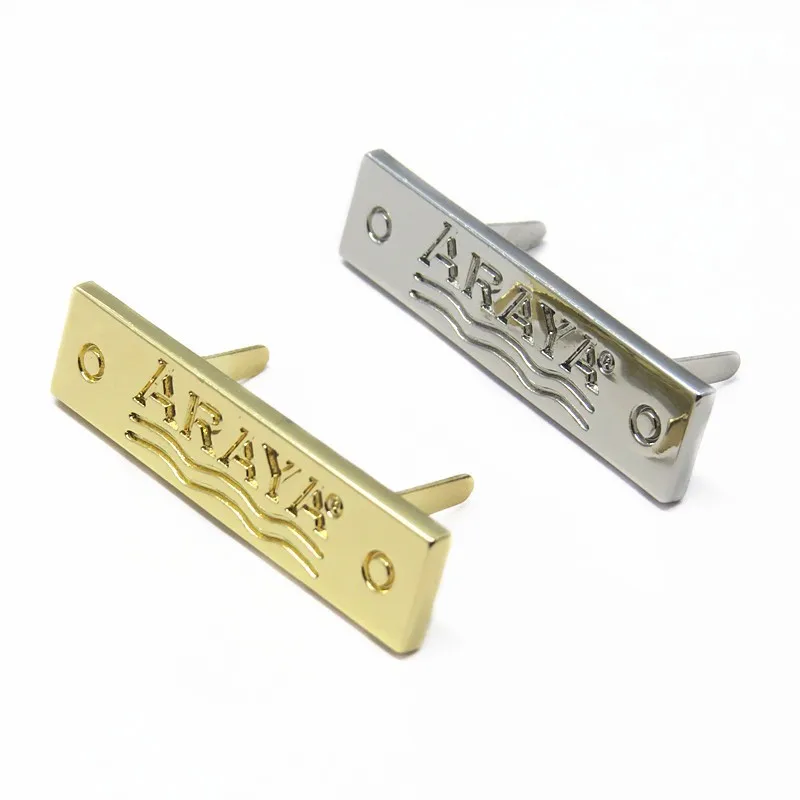 Custom 40mm Shiny Gold Metal Name Plate Label Hang Logo Tag - Buy ...