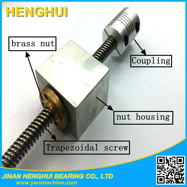 Tr28x5 Lead Screw Bearing Trapezoidal Thread And Brass Nut - Buy Tr28x5 ...