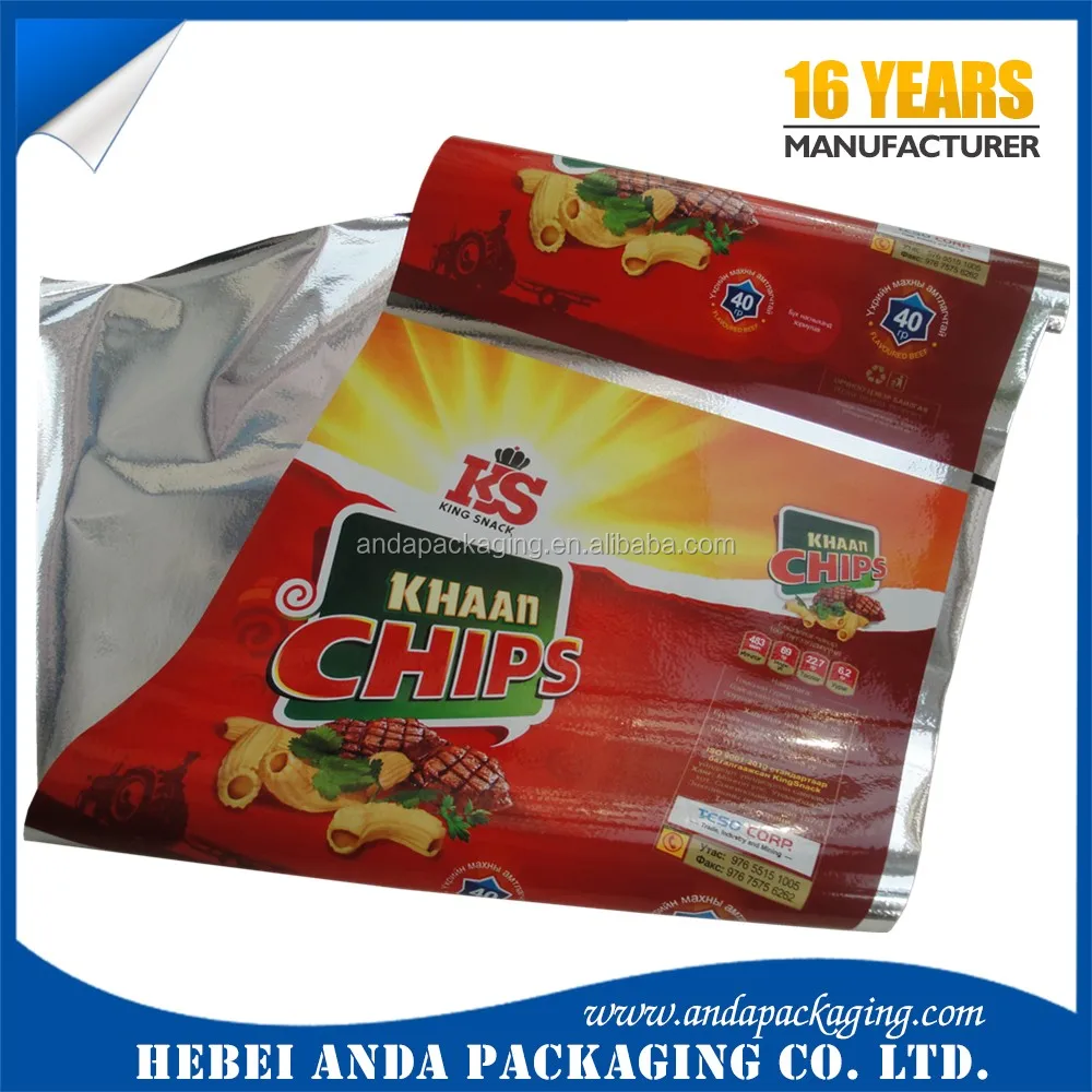 Custom Printing Aluminum Foil Potato Chips Packaging Bag Film Material ...