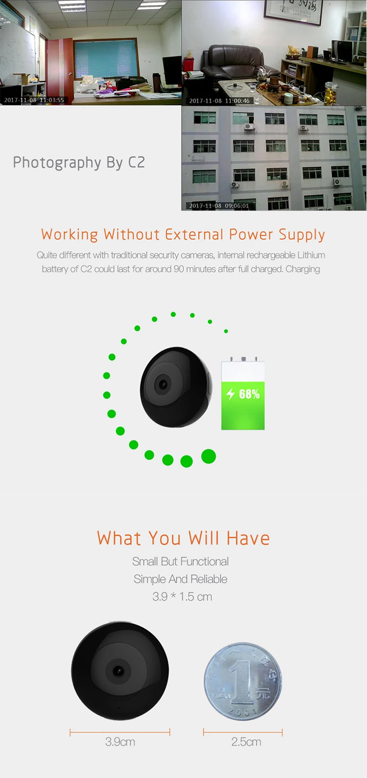 New Portable Wifi Ip Camera Mini Round Camera Night Version Fhd 1080p ...