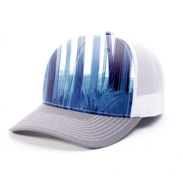 Custom Sublimation Printing 6 Panel Flat Brim Trucker Cap Hat Wholesale