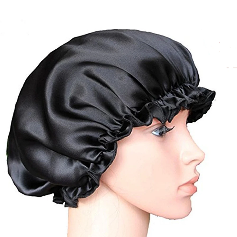 100% Pure Soft Silk Sleeping Night Cap For Women Satin Bonnet Spa Hair ...