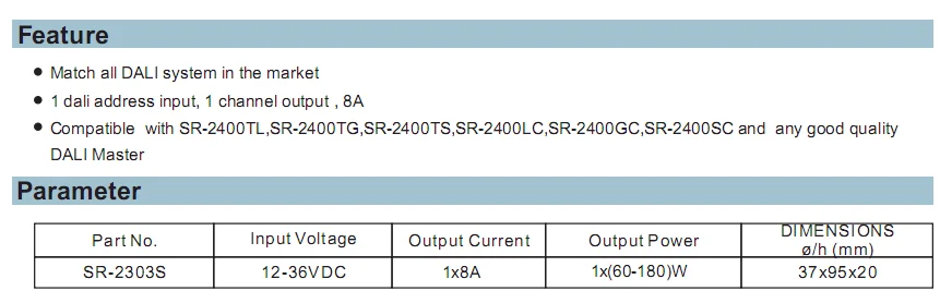 Sr-2303s Mini Dali Dimmer,1 Ch With 1 Dali Address,Constant Voltage,96 ...