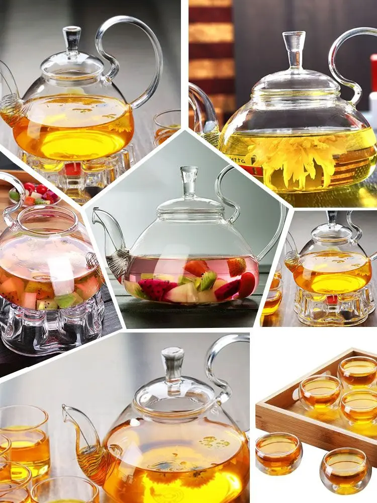 High Borosilicate Glass Tea Cup Set Including 1 Teapot And 6 Tea Cups ...