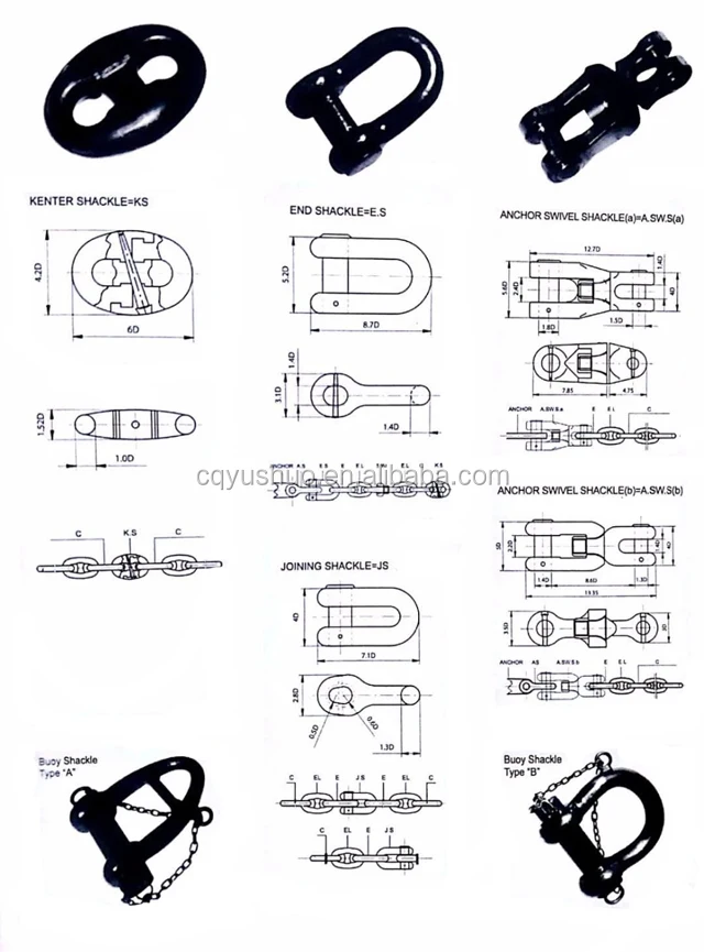 Marine Mooring Stud Link Kenter Joining Shackle for Anchor Chains ...