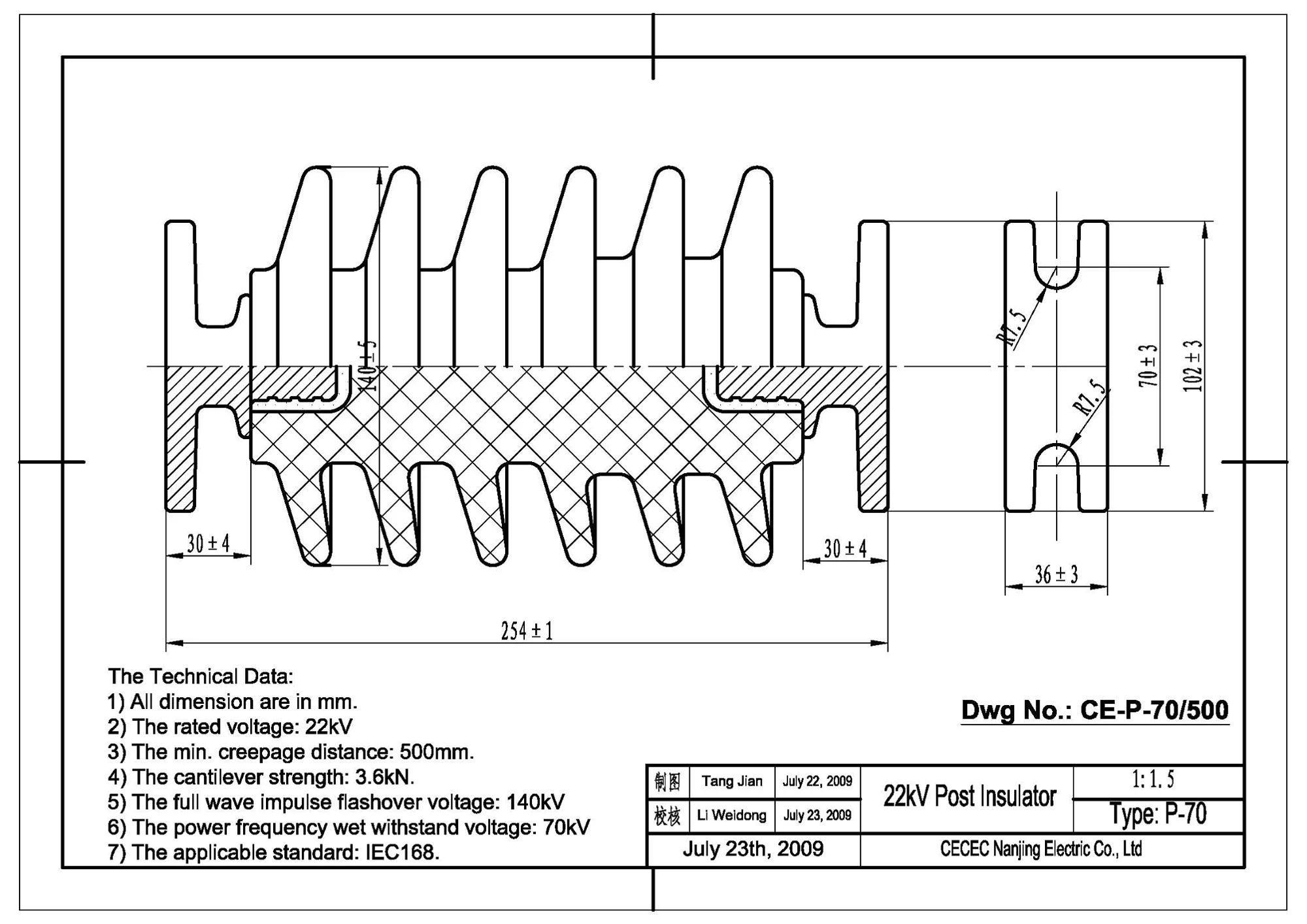 22kv Isolator Switch Outdoor Power Disconnector P-70
