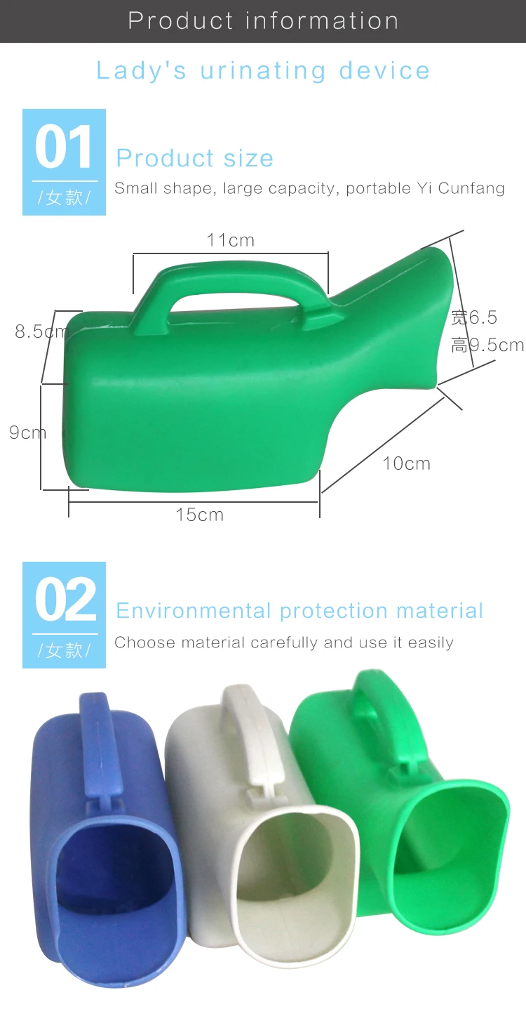 Female Portable and Reusable Plastic Urinal 1000ml Capacity
