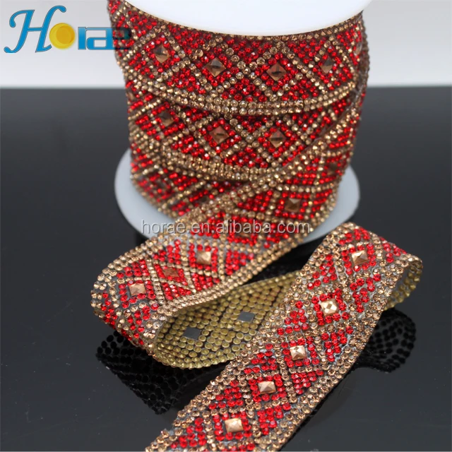 Popular High Quality Crystal Rhinestone Lace Trim Hotfix Rhinestone ...
