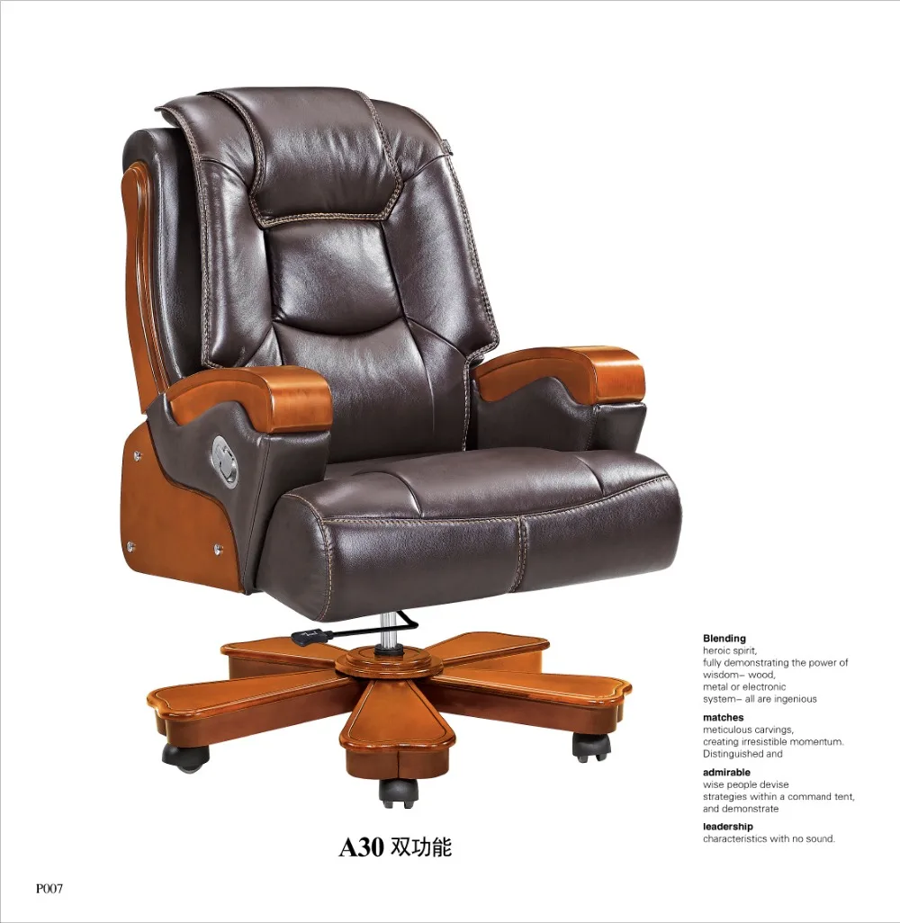CEO Solid Wood Leather Executive Office Chair