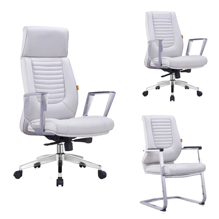 Innovation Design White Leather Office Chair Traditional Conference ...
